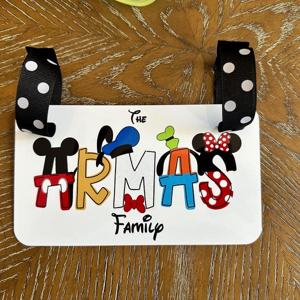 Personalized Family Name Stroller Tag, Amusement Theme Park Sign for ...