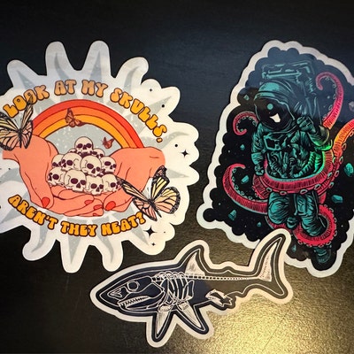 Holographic Skeleton Shark Sticker, Shark Sticker, Skeleton Sticker ...