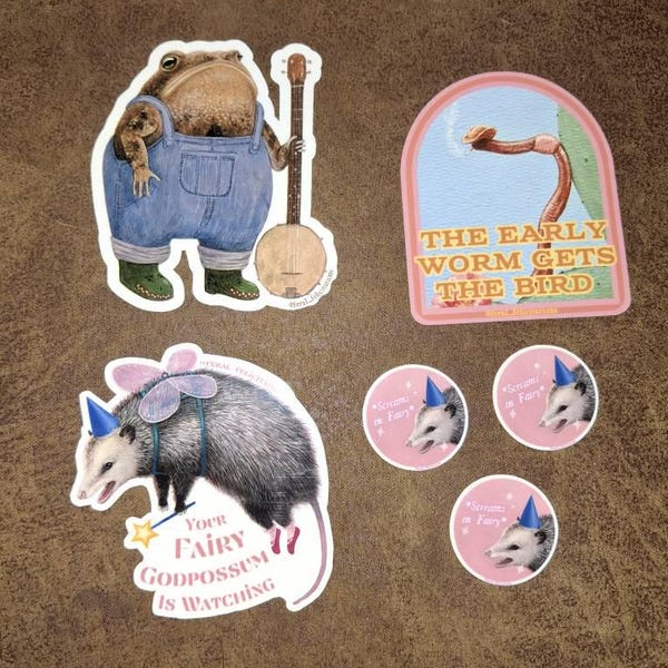 Fairy God Possum Sticker Decal - Original Art by Feral Felicitations - Etsy