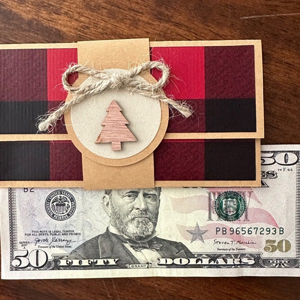 Set of 4 Rustic Plaid Christmas Gift Card Holder - Country Farmhouse ...