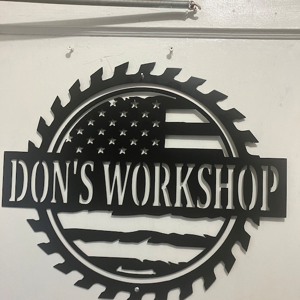 Custom American Flag Workshop Sign | Metal Shop Sign | Free Shipping ...