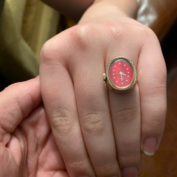 Womens Watches, Ring Watch, Finger Ring Dainty Watch, Gold Plated Watch ...