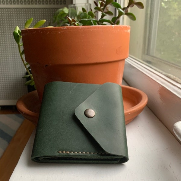 Green Mini Envelope Wallet | Leather Women's Wallet | Small Wallet ...
