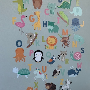 Bright Animal Alphabet Wall Sticker Alphabet Wall Decal - Etsy