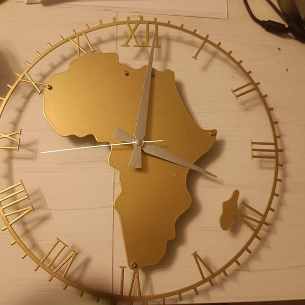 Black Africa Map Clock, Africa Metal Wall Clock, Livingroom Metal Wall ...