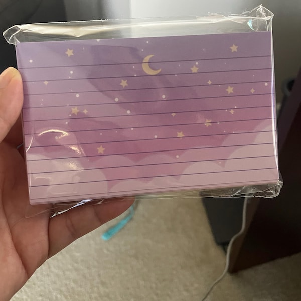Starry Clouds Note Cards | Kawaii Aesthetic Stationery Index Note Cards ...
