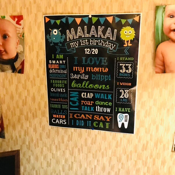 Monster Birthday Chalkboard Sign Little Monsters First Birthday Poster ...