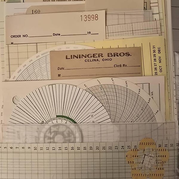 12 Vintage 1930s Invoice Ledger Statement Pages Papers Junk Journal ...