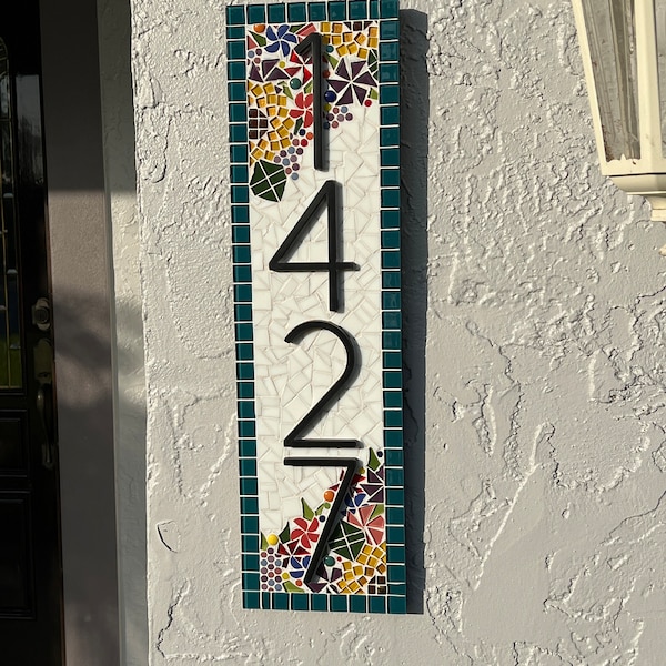 Floral Mosaic Address Sign House Numbers Flower Bright Colorful - Etsy
