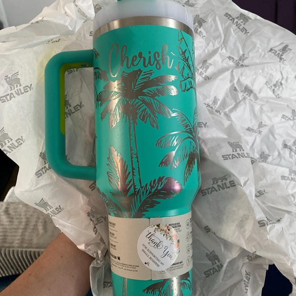 Engraved Stanley 40oz Tumbler: Palm Tree H2.0 Quencher, Summer Travel ...