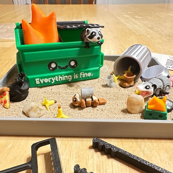 Garbage Fire Zen Garden - Fidget Dumpster Sandbox Toy - Cubicle Decor ...