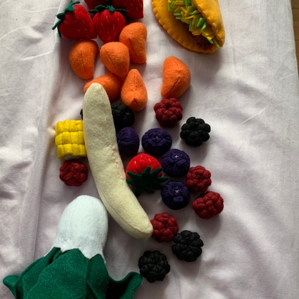 Felt Food Berries Set, Felt Blueberry, Felt Raspberry, Felt Blackberry ...
