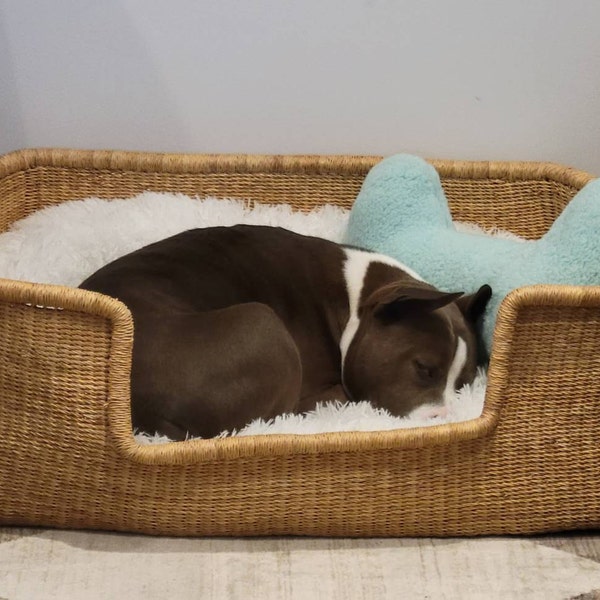 XL Handmade Rattan Dog Bed | Rattan Pet Bed | Dog Basket Bed | Wicker ...