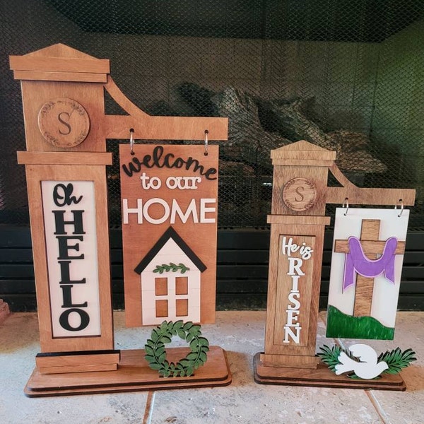 Welcome Sign Laser Cut Files, Welcome to Our Home Interchangeable Post ...