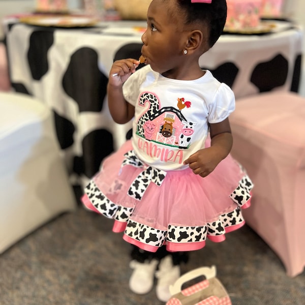 Pink Girls Birthday Barnyard Outfit, 1st Birthday Farm Birthday Outfit ...