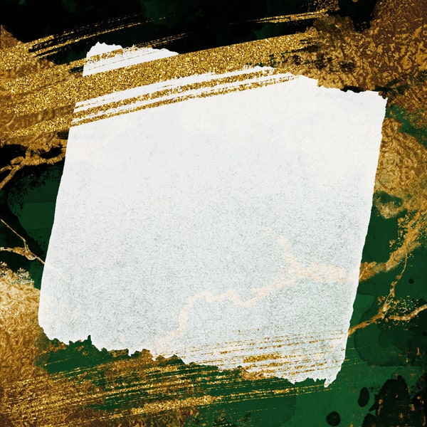 Emerald Green Watercolor Digital Paper, Gold Foil Papers, Gold Veins ...