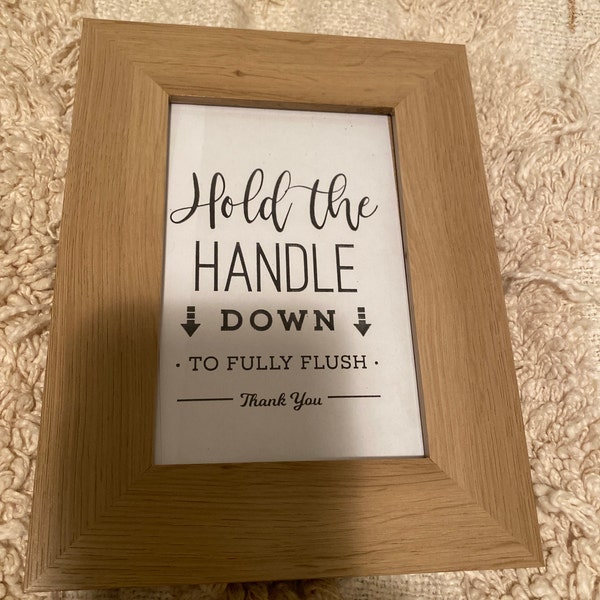 Hold Handle Down to Fully Flush Printable Bathroom Sign ~ Cute Toilet ...