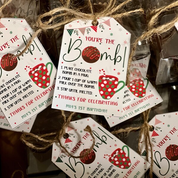 You're the Bomb Christmas Hot Cocoa Bomb Gift Tags , Hot Chocolate Bomb ...