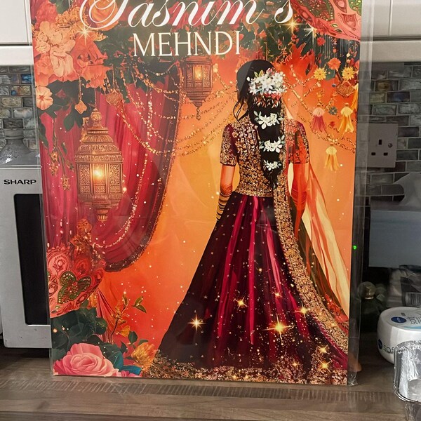 Mendhi Sign | Pink Floral Mehendi Welcome Board | Pithi Mayoun Haldi ...