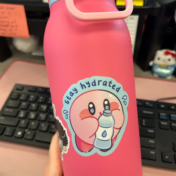 Kirbo Stay Hydrated Sticker | Anime | Decal | Vinyl | Matte | Kawaii ...