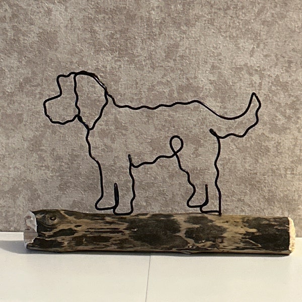 Handmade Wire Cockapoo on Driftwood Home Decor Dog Gifts Dog Presents ...