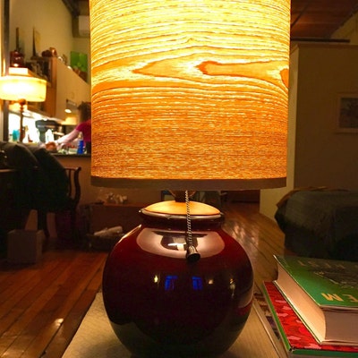 Blue Adeera Dimmable Small Round Table Lamp With a Glass Light Shade ...