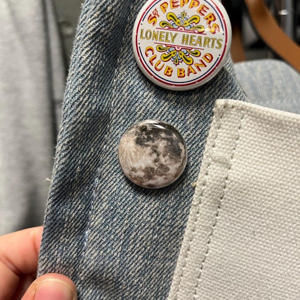 Moon Pin | Outer Space Button | 1 Inch Magnetic Necklace Charm | Star ...