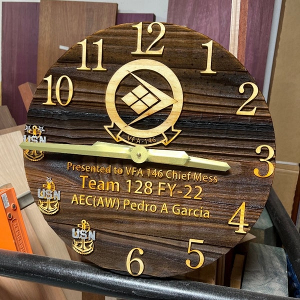 Navy Chief Mess Clock Made From Solid Wood With High Torque Mechanism ...