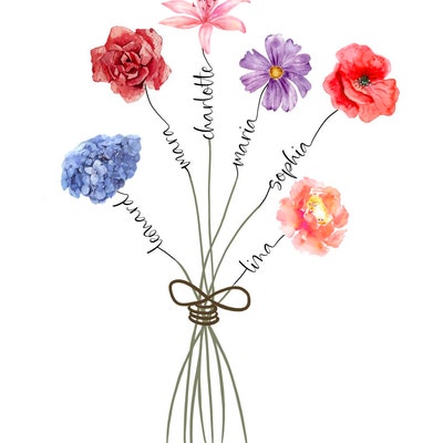 Personalized Family Flower Name Family Bouquet Custom - Etsy UK