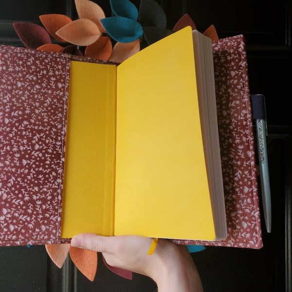 The Woman Floral Line Art Fabric Notebook Cover, Travelers Notebook ...