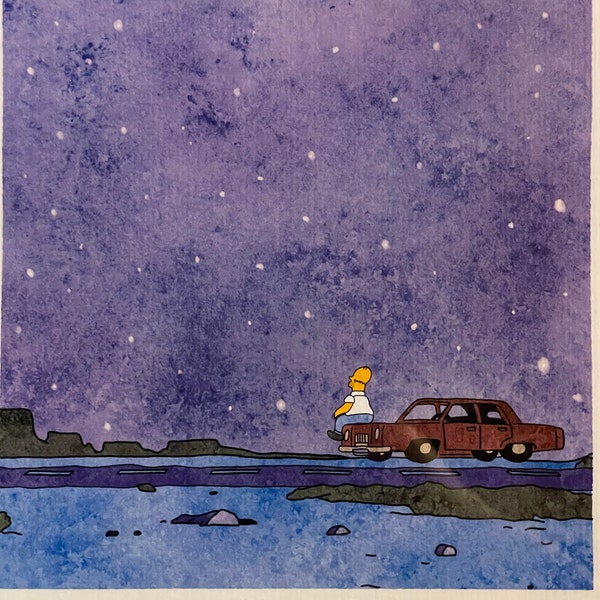 The Simpsons Mother Simpson Watercolour Print, Scenic Simpsons, Homer ...
