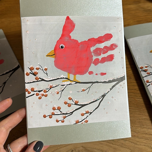 Seasons Tweetings / Christmas Robin Cardinal Bird / Xmas Handprint Art ...