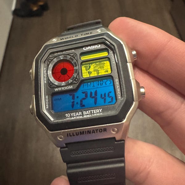 Custom Silver Casio World Time Watch With Color Screen Mod (pick Your ...