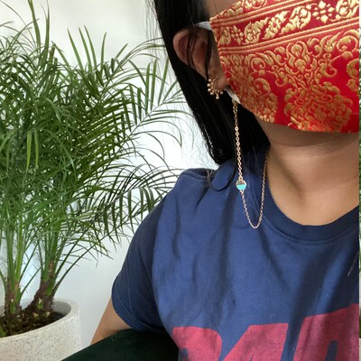 18k Gold Plated Dapped Chain Mask Chain Face Mask Lanyard - Etsy