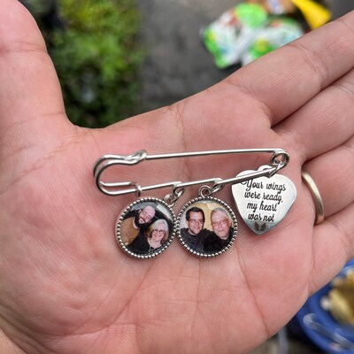 Photo Lapel Pin Groom Gift From Bride Wedding Boutonnière Graduation or ...