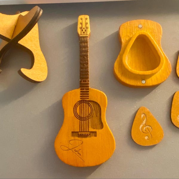 Custom Wooden Guitar Pick Box With Personalized Engraving, Unique ...