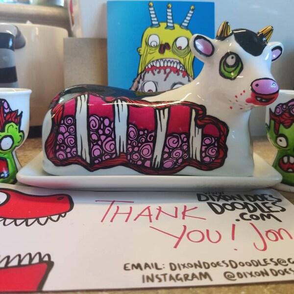 Zombie Cow Butter Dish - Flayed Friesian - Zombie Cow - FREE UK POSTAGE ...