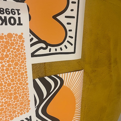 Set of 3 Sage Yellow Kusama, Keith Haring and Bauhaus Prints, Mustard ...