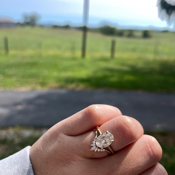 3MM Round Moissanite Open Notch Bubble Set Wedding Matching Band for ...