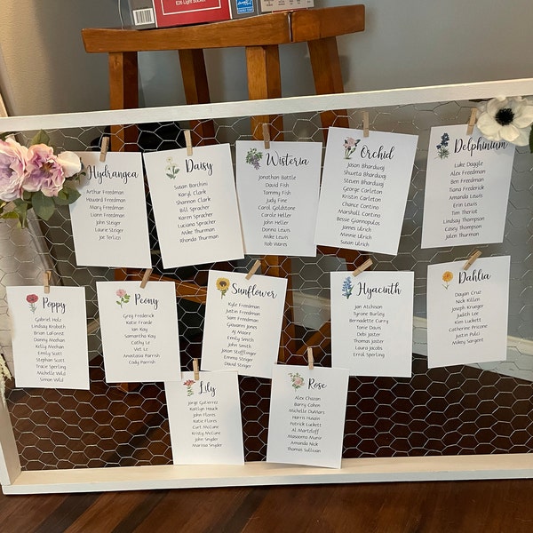 Seating Cards, Table Seating Assignment Cards, Seating Chart, Guest ...