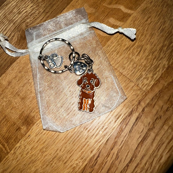Cockapoo Enamel Charm Black, White, Brown Keyring Keychain, Dog Gift ...