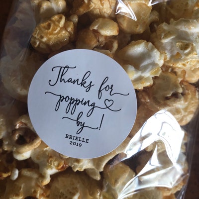 Popcorn Stickers, Thanks for Popping by Sticker, Party Favor Sticker ...