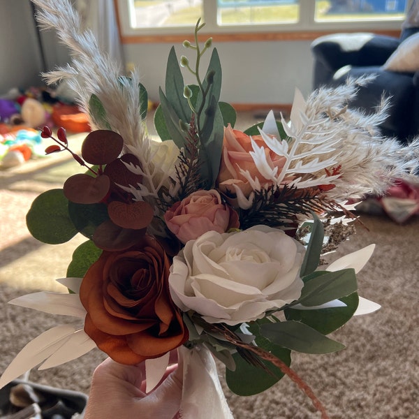 Rust Pew Decor Aisle Flowers Boho Pampas Grass Wedding Aisle Marker ...