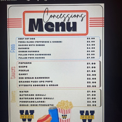 Editable Concession Stand Menu Football, Instant Download Canva ...