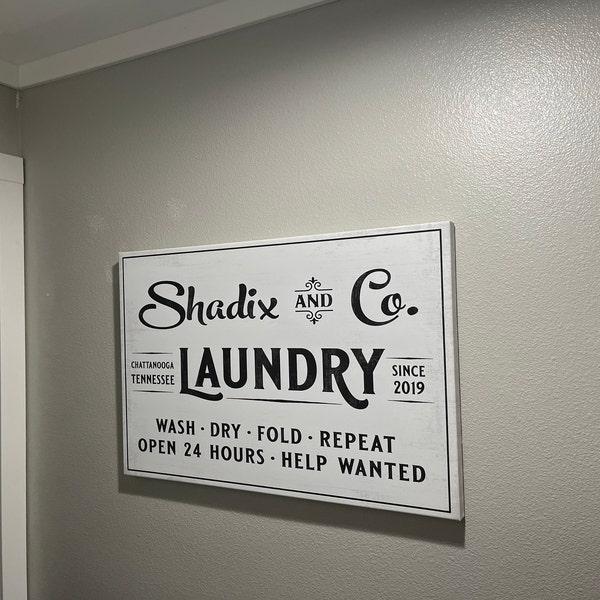 Personalize Laundry Sign, Farmhouse Laundry Room, Wash Dry Fold Repeat ...