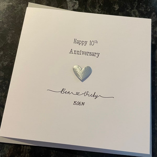 10th Anniversary Card Tin Wedding Gift 10th Aluminium Handmade ...