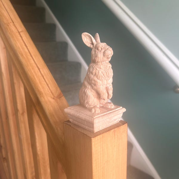 Rabbit Wooden Finial for Staircase Newel Post, Rabbit Finial Bed Post ...