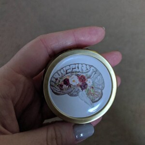Floral Human Brain Pill Box, Floral Brain Pill Case, Trinket Box ...