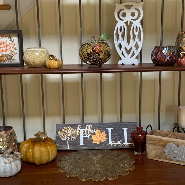 Personalized Hello Fall Sign, Autumn Wall Decor, Fall Wall Sign, Fall ...