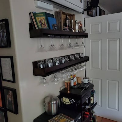 Wood Wine Rack , Wall Wine Rack, Wine Glass Rack, Wall Mounted Wine ...